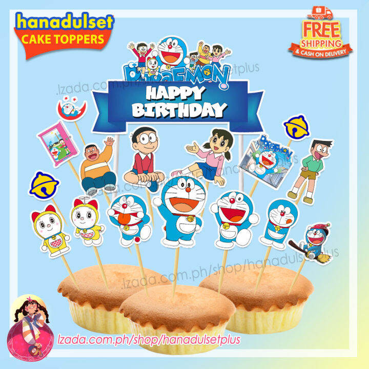 Doraemon ♥ hdsph Happy birthday Cup Cake Topper [SET] | Lazada PH