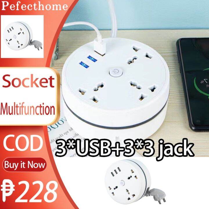 ♥2 8m Retractable Storage Socket With Line Eu Socket Multi Functional Usb Plug In Board Porous
