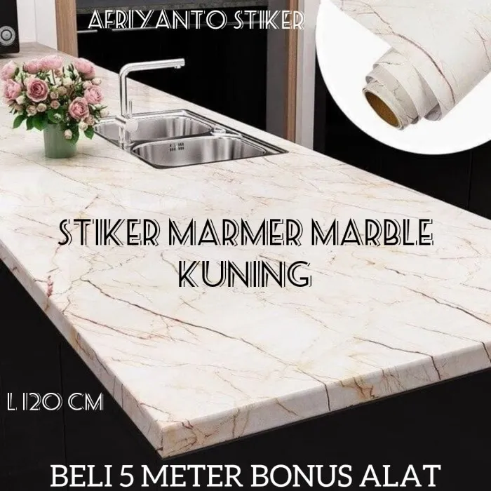 Stiker Marmer Marble Kuning Stiker Lemari Stiker Meja Stiker Dapur ...