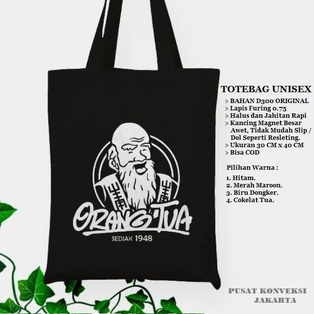 TOTEBAG ORANG TUA / TOTE BAG SABLON ORANG TUA | Lazada Indonesia