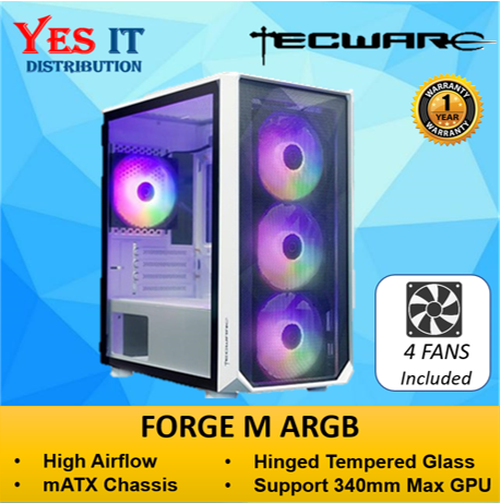 Tecware Forge M ARGB TG MATX Gaming Casing Chassis ( Black / White ...