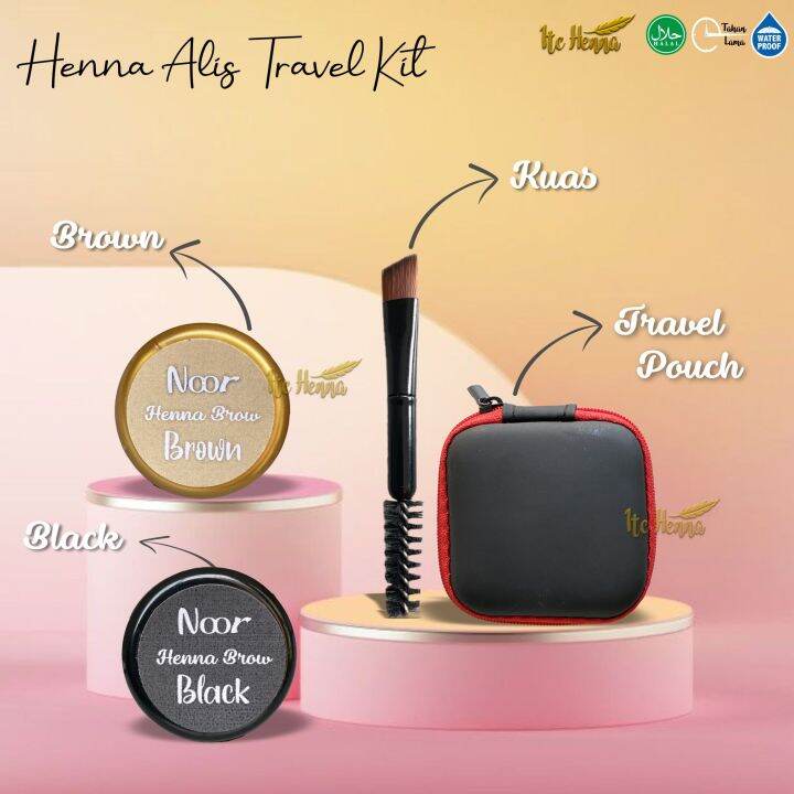 Henna Alis Travel Kit Pack Eyebrow Henna Tahan Lama Halal Sah Sholat ...