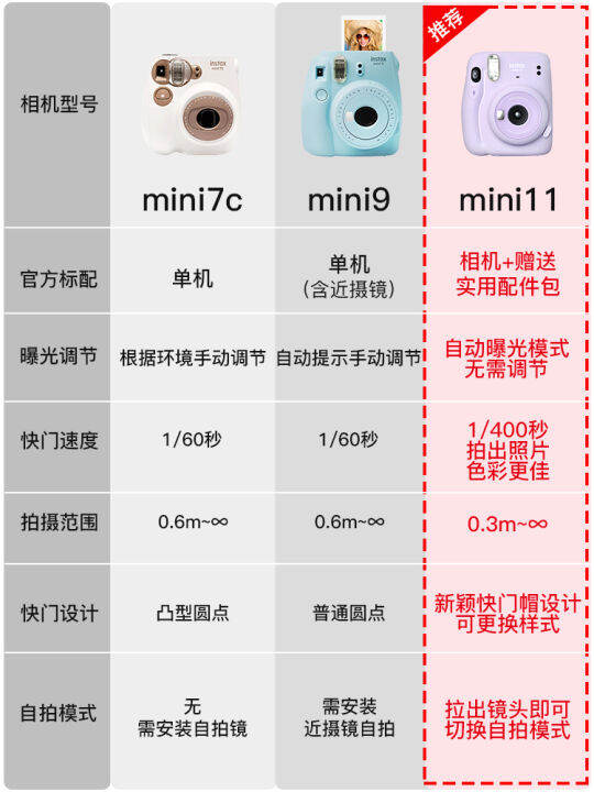 Fuji instax mini11 Beauty Camera One-time Imaging Stand-Up Student 7C ...