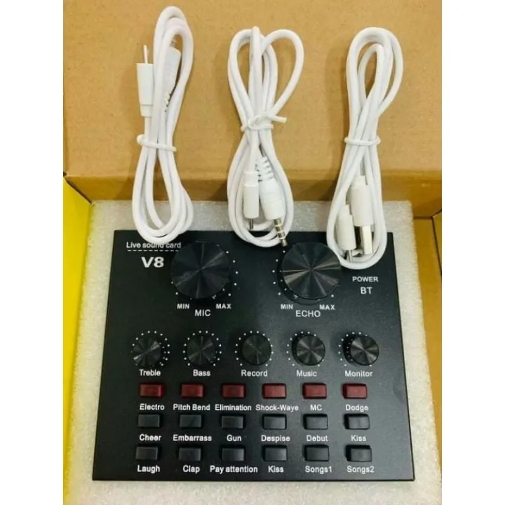 V8 sound card audio interface USB live Broadcast Microphone For PC ...