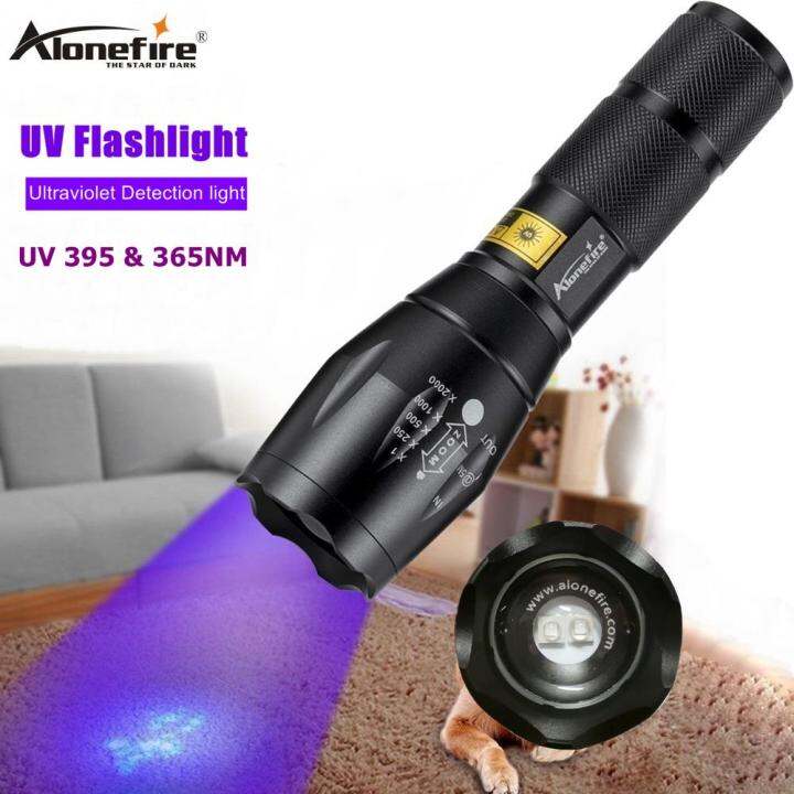AloneFire G700 LED UV Light Zoom Flashlight 365&395nm Torch Travel safety Cat Dog pet urine ...