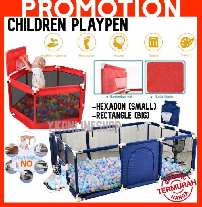 ~Ship From KL~ CHILDREN PLAYPEN/ Stainless Steel Blue Playpen Portable ...