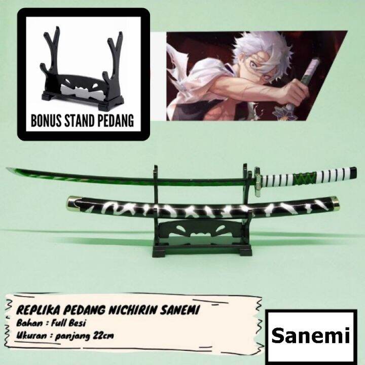 Pedang Nichirin Sanemi Anime demon slayer panjang 22cm Gantungan kunci ...