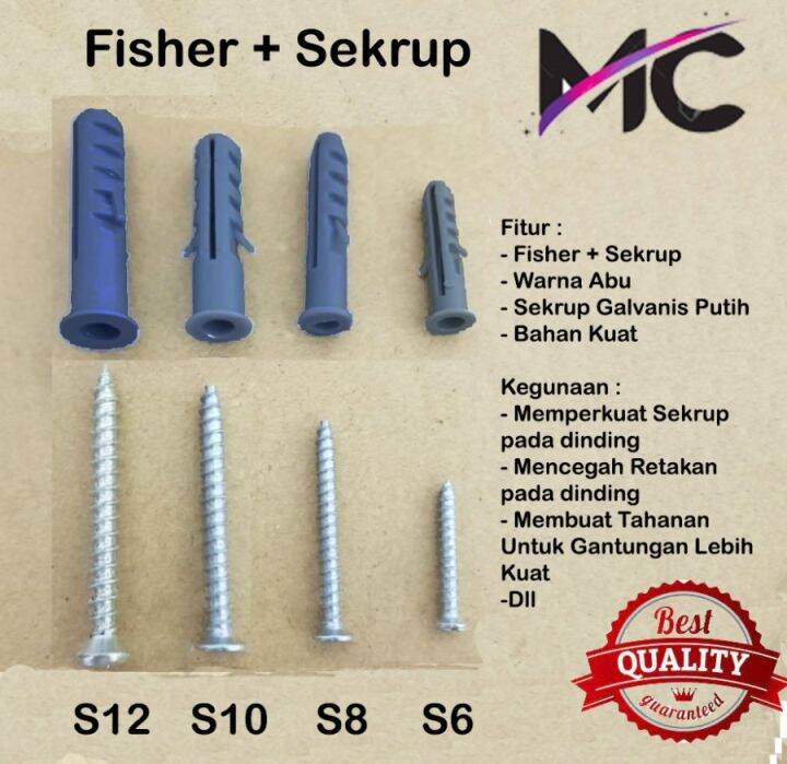 Fisher Dan Baut Tembok Fisher Gypsum S6 S8 S10 Besi Skrup Fischer ...
