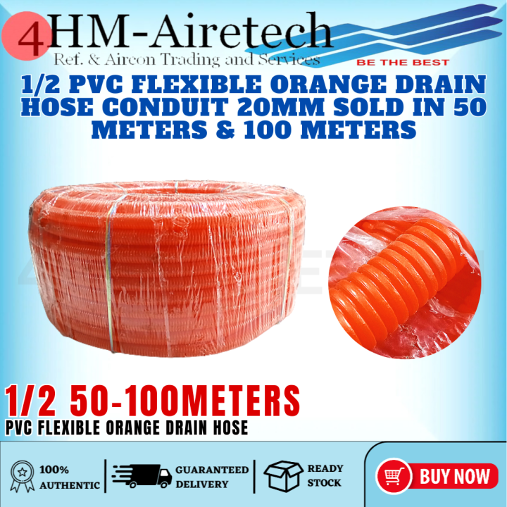 FOURHM 1/2 PVC FLEXIBLE ORANGE DRAIN HOSE CONDUIT 20MM SOLD IN 50 METERS & 100 METERS | Lazada PH