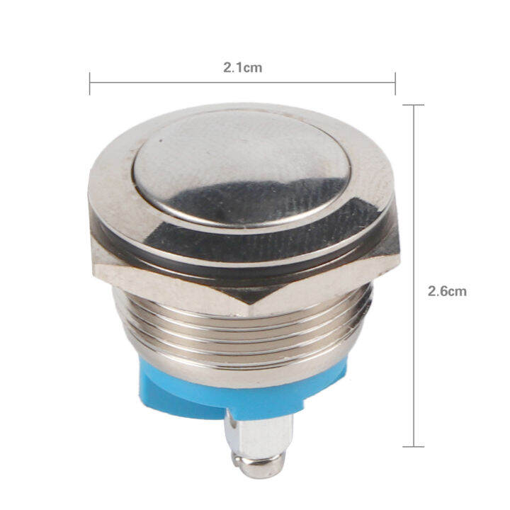 12V Button Switch 19mm 12V Waterproof Car Metal Push Button Switch Horn ...