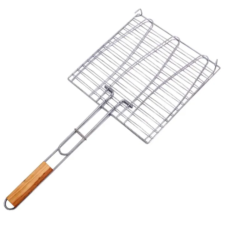 Stainless Steel Rectangle BBQ Grill Outdoor Camp Barbecue Net Rack with ...
