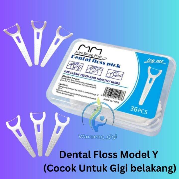 Dental Floss Benang Gigi Model Y Angled Flosser ( 1 kotak isi 36pcs ...