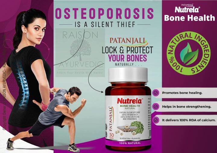 Patanjali Nutrela Bone Health - Natural Calcium Supplement 30 Capsules ...