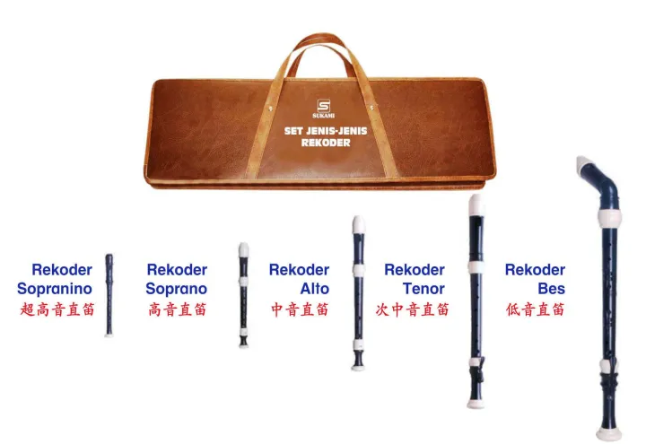BASS/ TENOR/ ALTO/ SOPRANO/ SOPRANINO RECORDERS- SET JENIS-JENIS ...