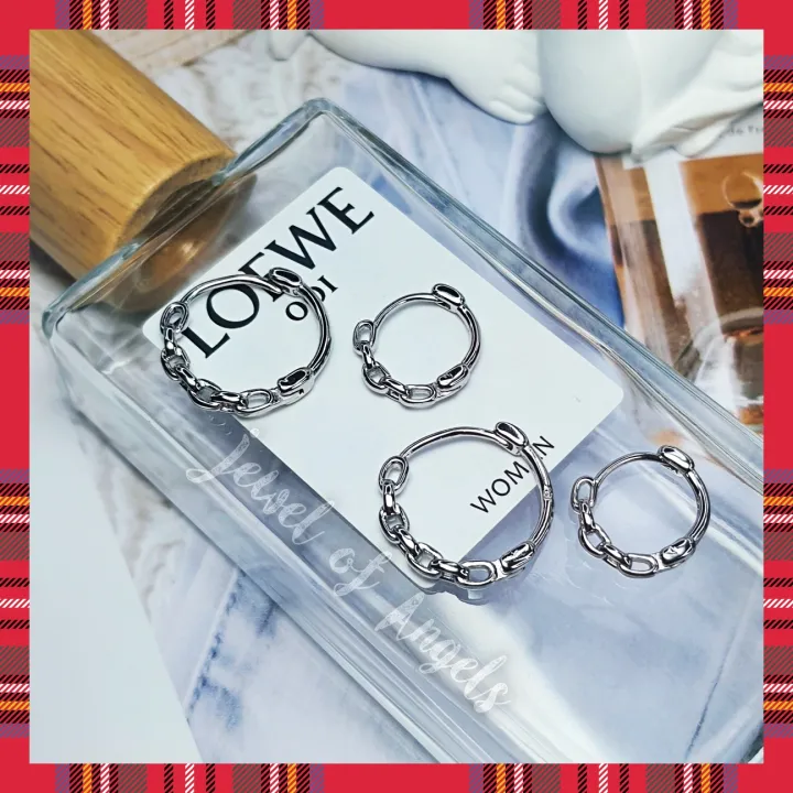 [พร้อมส่ง] ต่างหูเงินS925 ต่างหูห่วงแต่งโซ่โปร่ง สีเงิน ขนาดวงนอกกว้าง 15mm 19mm silver925 ...