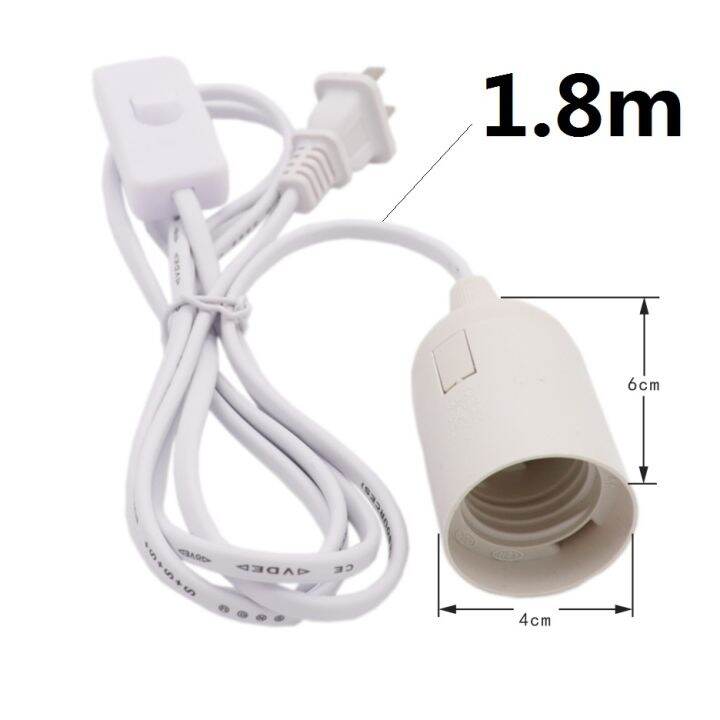 1.8m Power Cord Cable E27 Lamp Bases EU plug with switch wire for ...