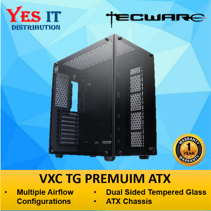 Tecware Vxr Tg Premium Atx Gaming Case Black White Lazada