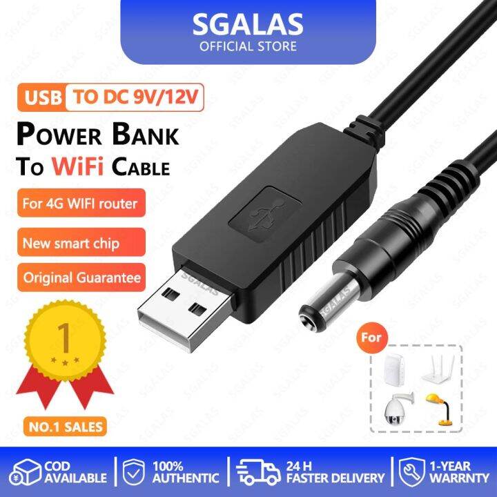 SGALAS WiFi Connector to Powerbank DC 5V 12V USB Cable Step-up Cord ...