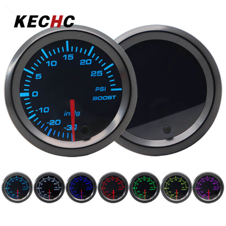 2 Inch 52mm Tinted Lens 7 Color Adjustable Psi Turbocharged Boost ...