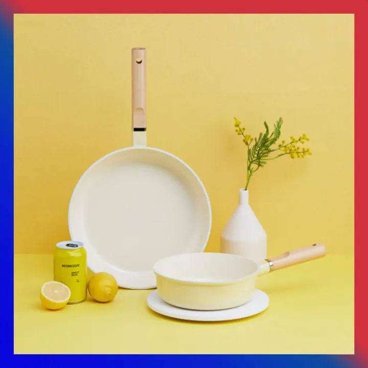 [ROICHEN] Yellow IH frying pan wok pot / nonstick ceramic frying pans ...