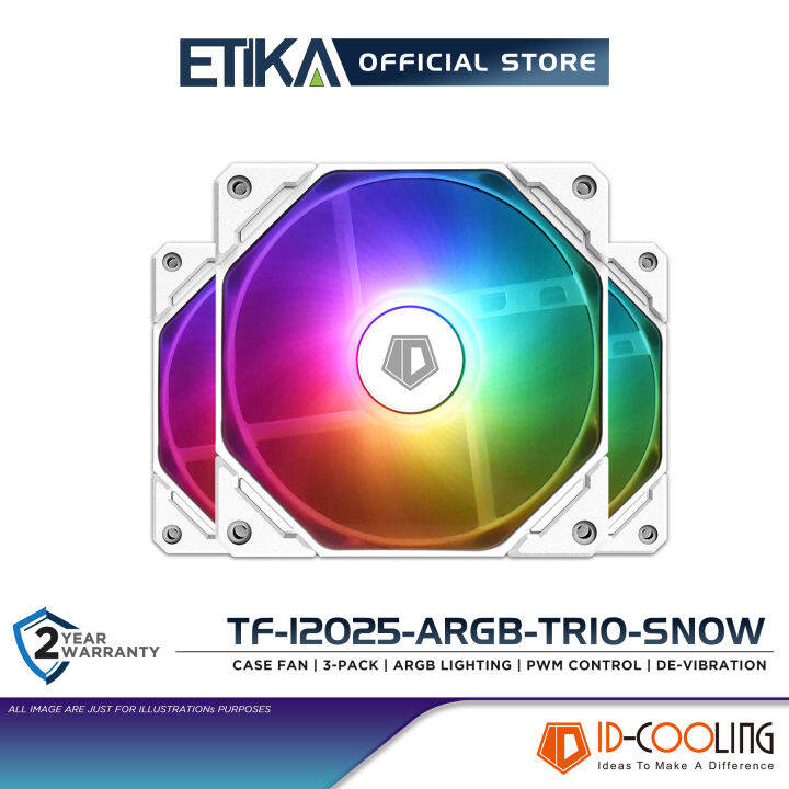 ID-Cooling TF-12025-ARGB-TRIO Black Case Fan | 3-Pack | ARGB Lighting | PWM Control | De ...
