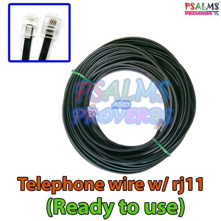 ♧rj11 Telephone line wire(4P4C) (15 meters) black☸ | Lazada PH
