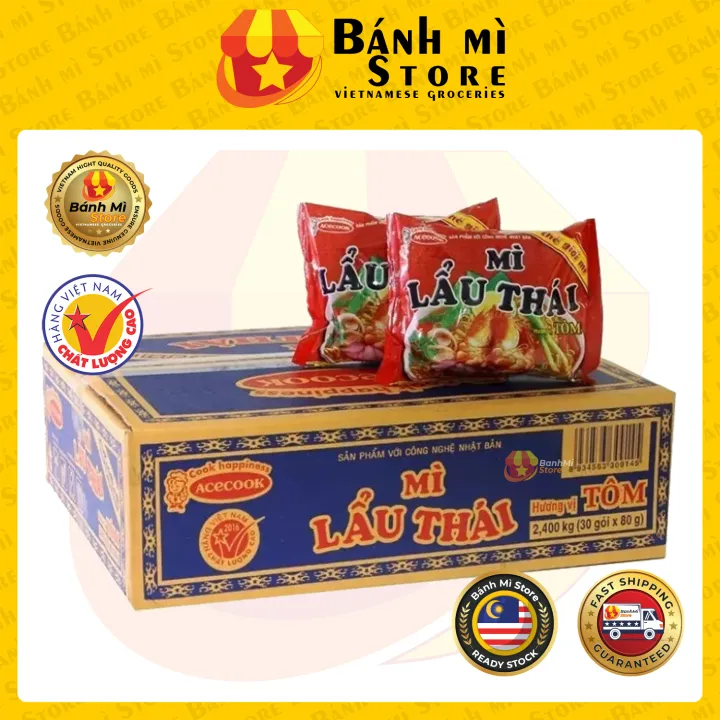 ACECOOK MI LAU THAI TOM 🇻🇳 | VIETNAM TOMYAM FLAVOR INSTANT NOODLE 80g ...