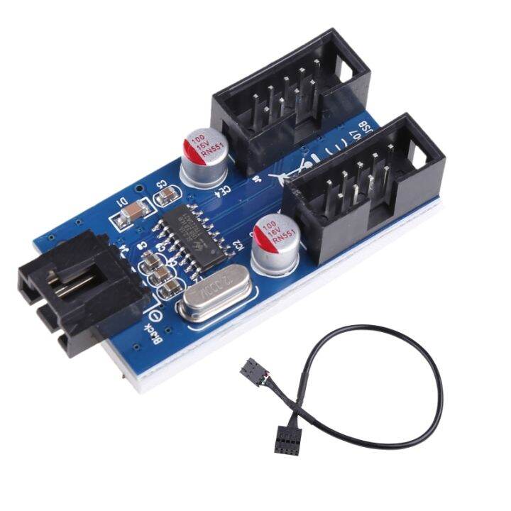Motherboard USB 9Pin Interface Header Splitter 1 to 2 Extension Cable ...