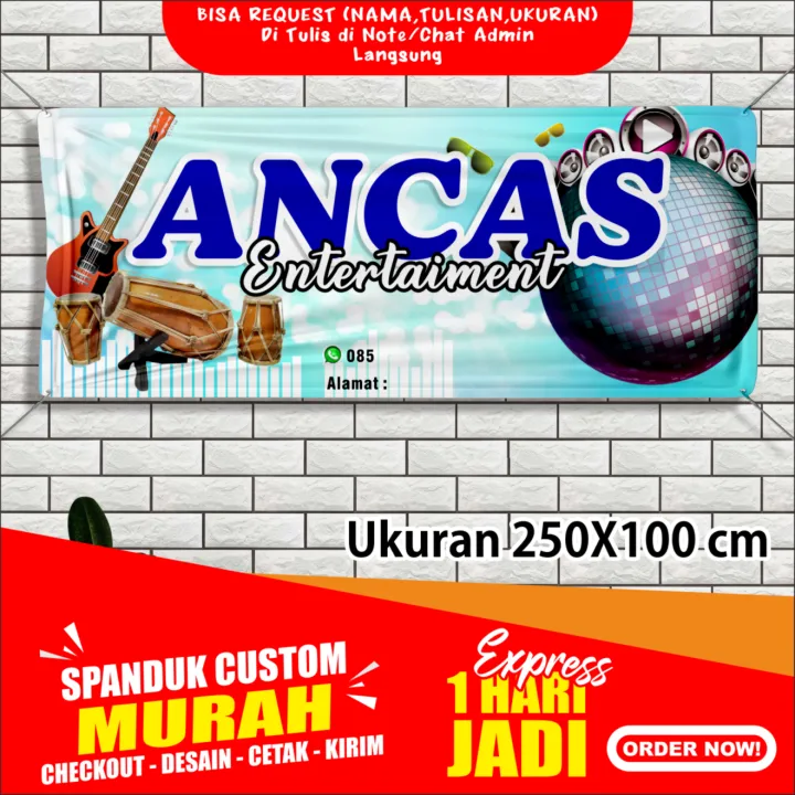 Banner Entertainment, Spanduk Entertainment 250X100cm, COD, Banner ...