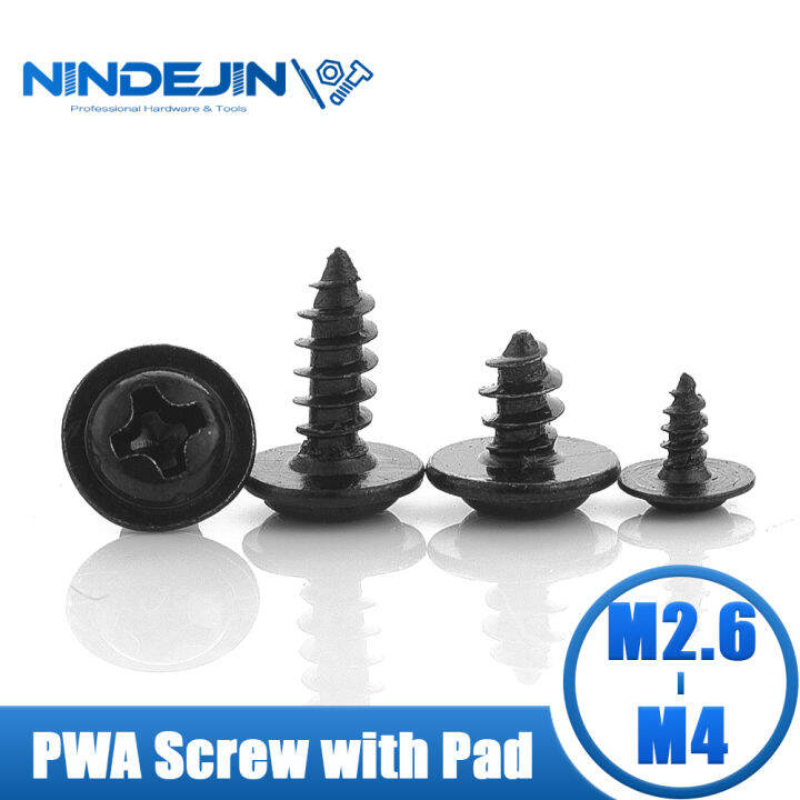 NINDEJIN Black Cross Round Head Self-Tapping Screw Carbon Steel Bolt - M2.6/M3/M3.5/M4 (40/50 ...