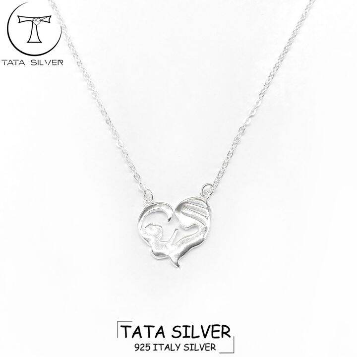 TATA Silver 92.5 Genuine Italy Silver New Classy Plain Heart Necklace ...