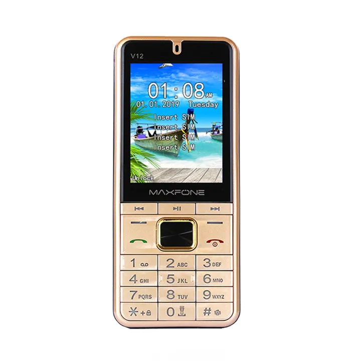 Maxfone V12 2.8นิ้วโทรศัพท์มือถือ Push-Up และ4ชิปบลูทูธ,ไฟฉาย,Mp3,Fm ...