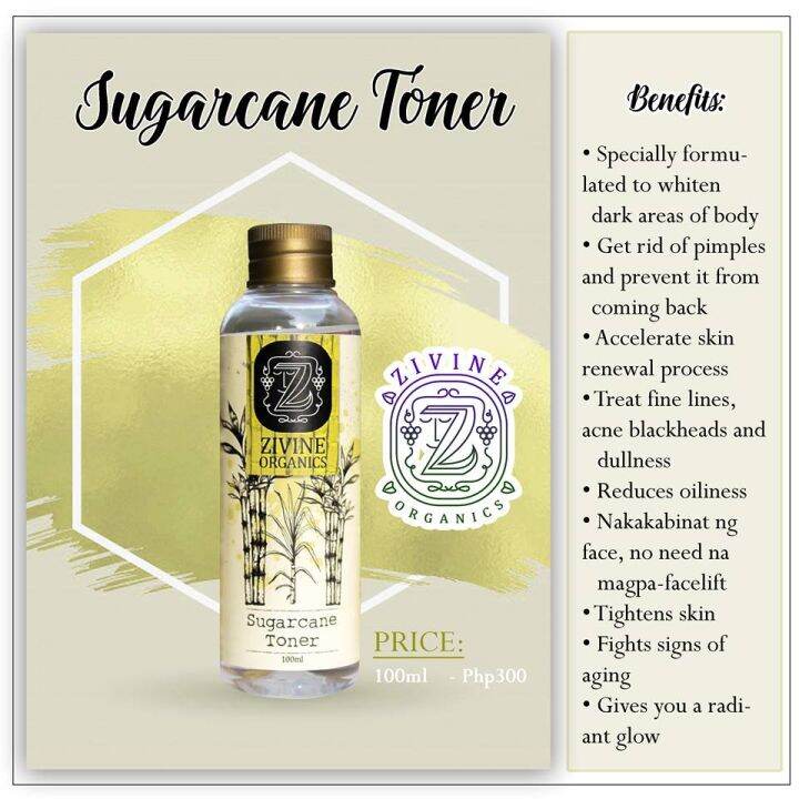 (Glass Skin) Sugarcane Toner (With Natural Glycolic Acid) by Zivine ...