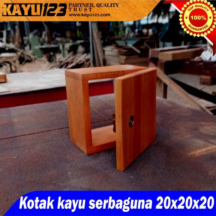 Kotak kayu serbaguna 20x20x20 cm Kunci + engsel Box Cuastom | Lazada ...