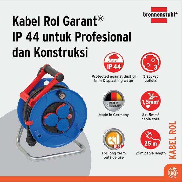 Brennenstuhl Kabel Rol Garant IP44 25m Industrial Grade -1218350 ...