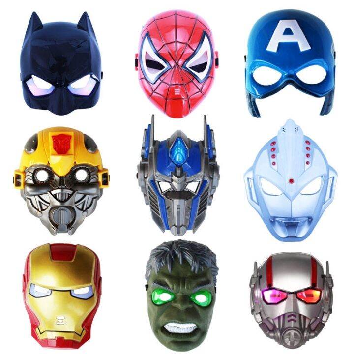 Children's luminous mask cartoon Spiderman Bat Iron Man Captain America ...