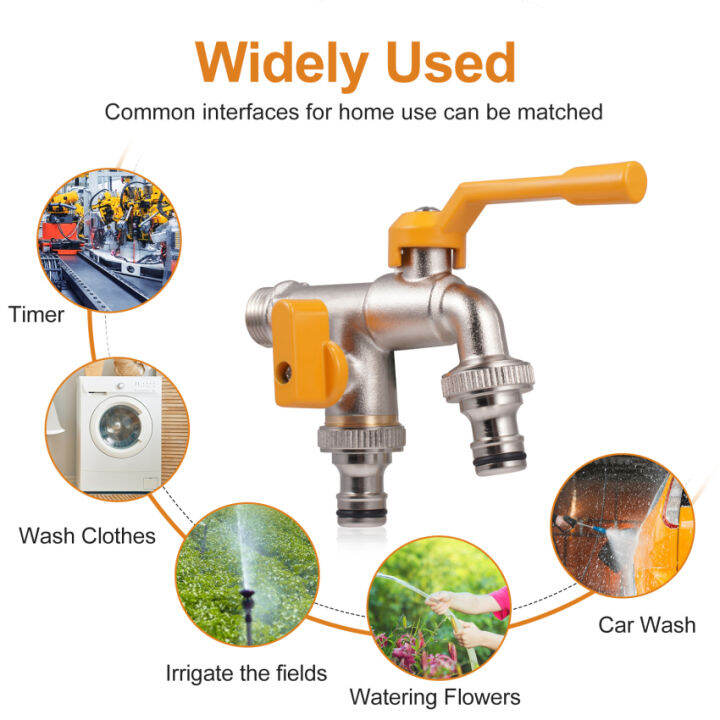 Double Outlet Tap Garden Made Of Brass Rust With 3/4 Inch & 1/2 Inch ...