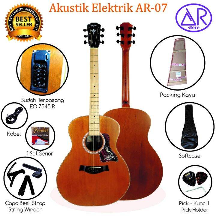 Gitar akustik elektrik taylor jumbo bulat custom equalizer 7545 paket bonus lengkap | Lazada ...