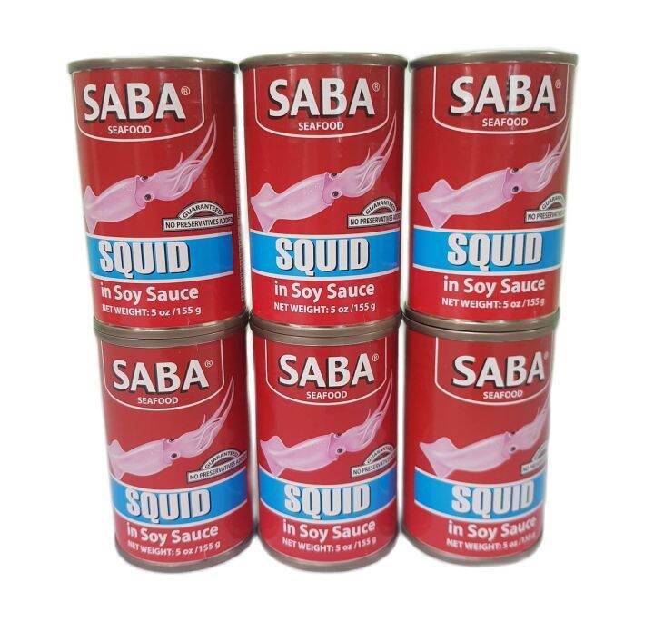 SABA Squid in Soy Sauce (pack of 6 cans x 155 grams) | Lazada PH