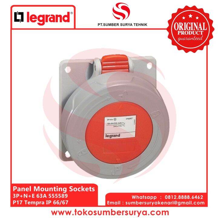 Panel Mounting Sockets 555589 3P+N+E 63A LEGRAND P17 Tempra IP 66/67 | Lazada Indonesia