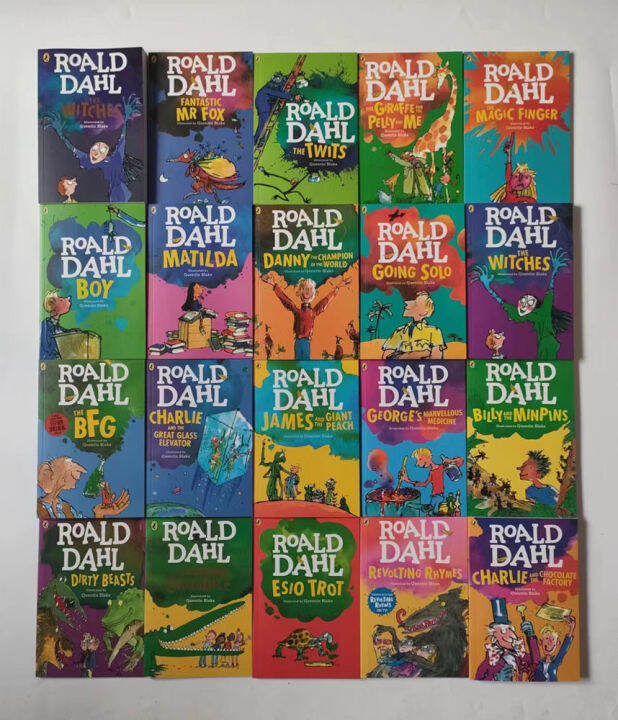 【จัดส่งจากกรุงเทพ】Roald Dahl Collection กล่องหนังสือ 16 เล่มต่อชุด (ปก ...