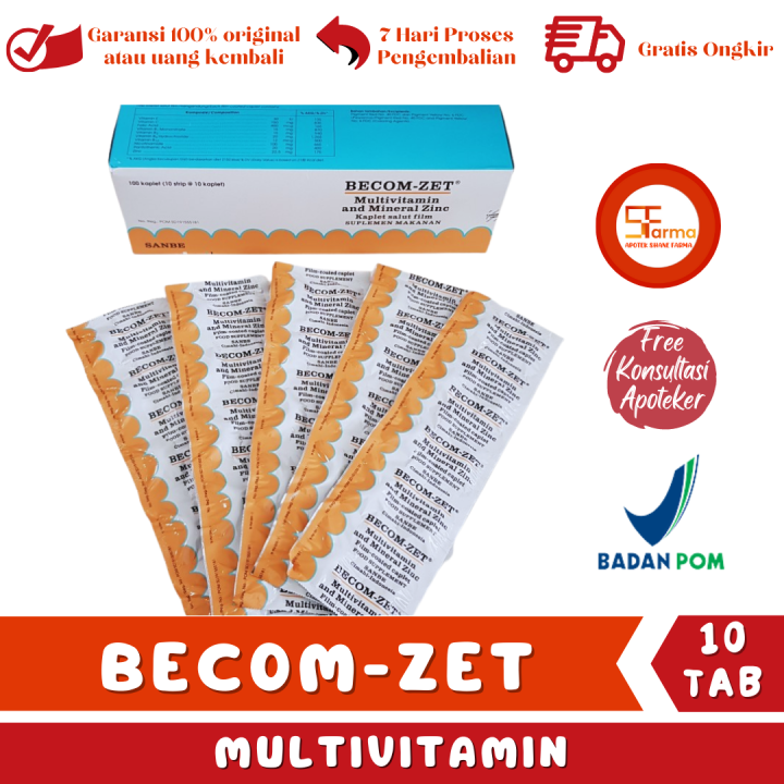 BECOM ZET MULTIVITAMIN ( 1 STRIP = 10 TABLET ) | Lazada Indonesia
