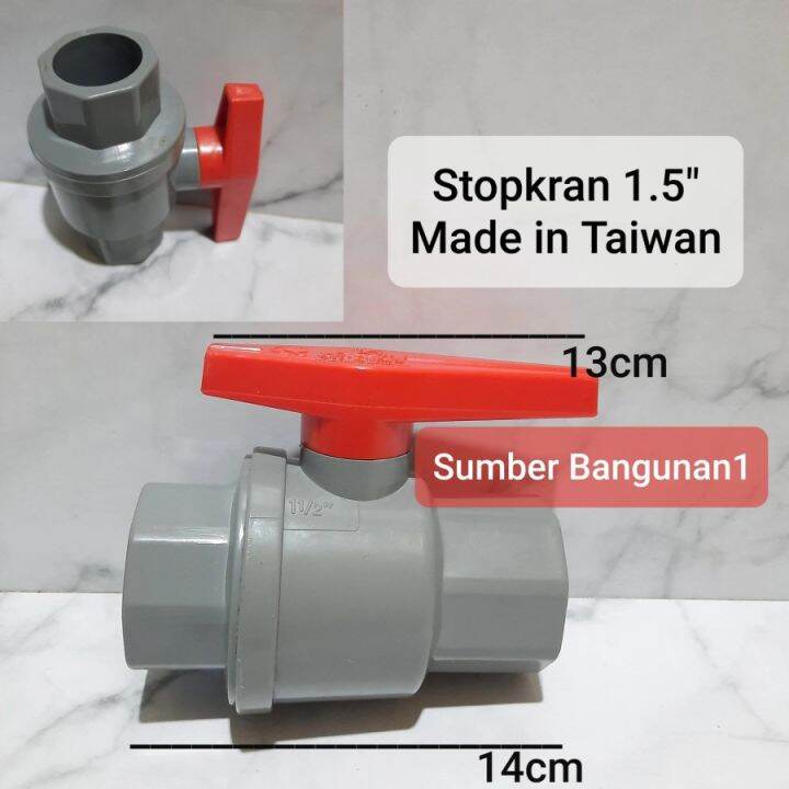 Stop kran 1.5" sambungan pralon 1-1/2 inch keran pipa plastik tebal KDJ ...