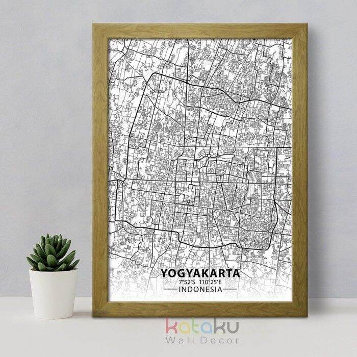 Yogyakarta City Map Art Hiasan Dinding Poster Peta Kota Jogjakarta ...