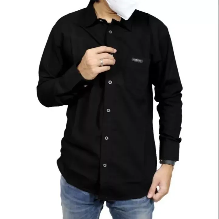 KAMEJA POLOS KATUN OURS-IST HITAM-KAMEJA KERJA-KAMEJA KANTOR | Lazada ...