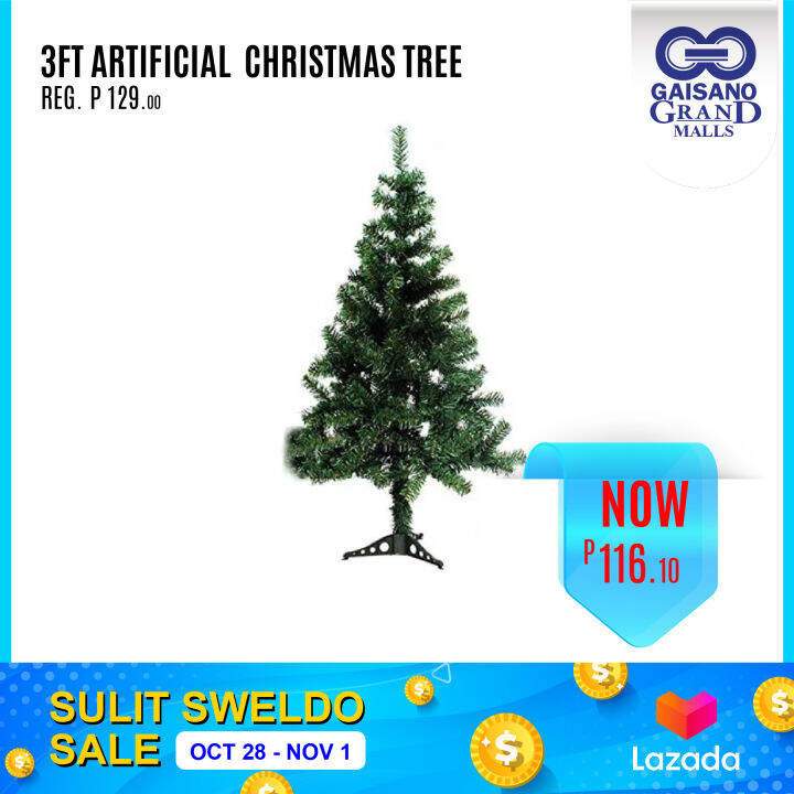 3FT Artificial Christmas Tree (PVC) with Plastic Stand 90cmx6cmx90T 966 ...
