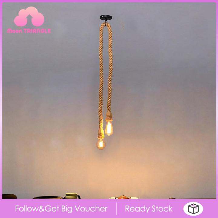 Moon TRIANGLE Braid Rope Pendant Light Vintage Retro Loft Industrial ...