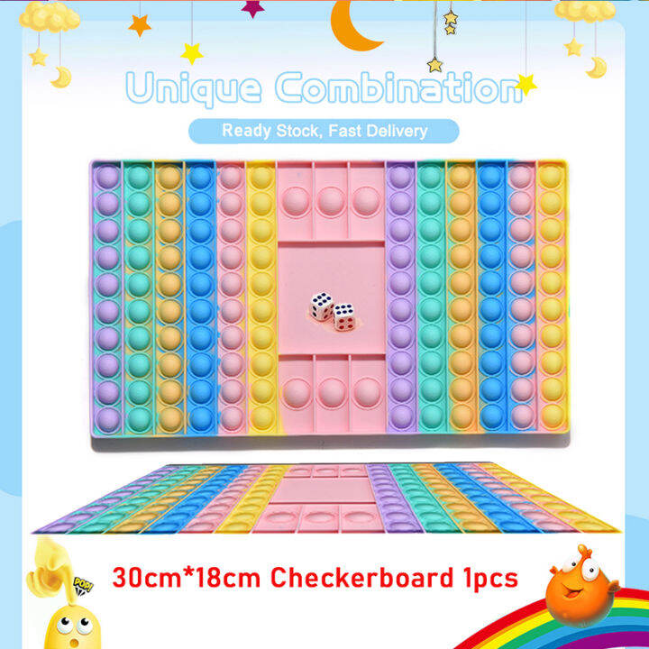 Jumbo Pop it Bags with dice Silicone Interactive Chess Board Toys ...