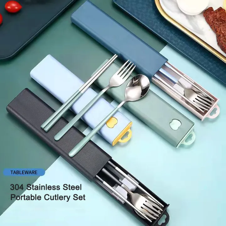 Urone ชุดช้อนส้อมพกพา,ชุดเครื่องใช้บนโต๊ะอาหารสแตนเลส304พร้อมกล่องเก็บ ...