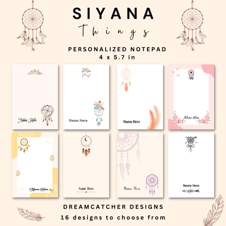 SIYANA THINGS Personalized Notepad | Dreamcatcher Designs Notepads | 4 ...